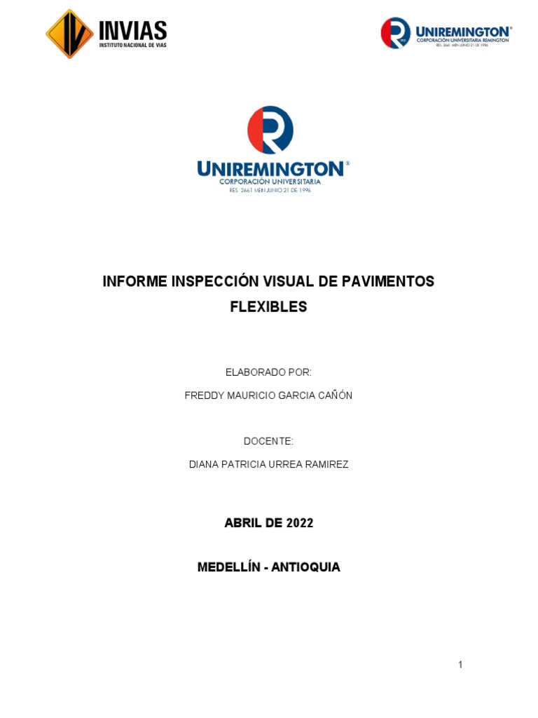 Informe de inspección visual de pavimentos flexibles en el barrio ...