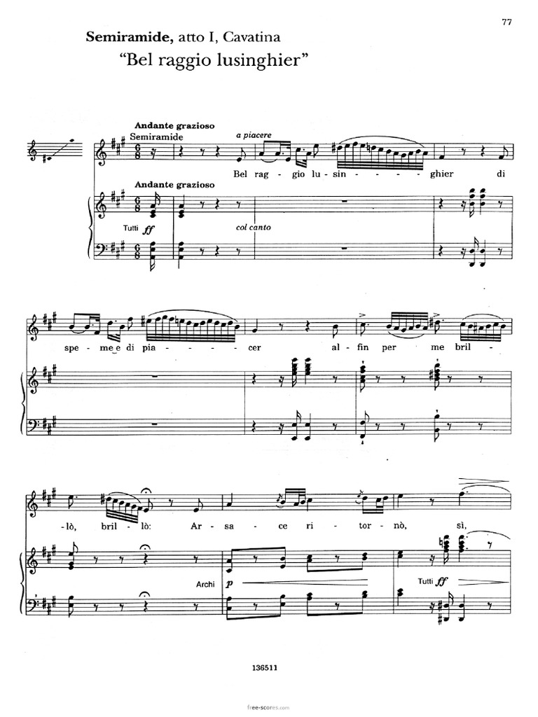 Bel Raggio Lusinghier (Semiramide) | PDF