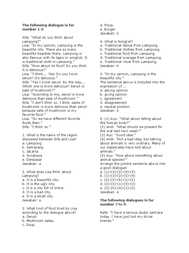 The Following Dialogue Is For Number 1 | PDF