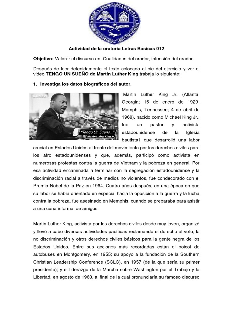 Tengo Un Sueño de Martin Luther King | PDF | Martin Luther King hijo.
