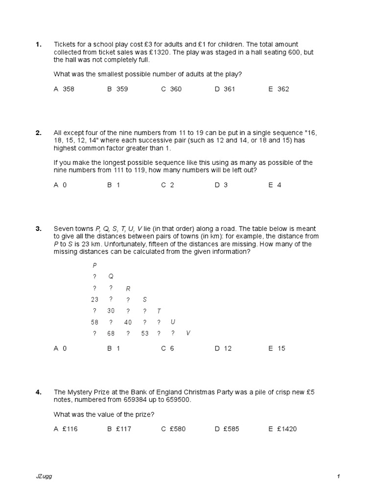 Junior Kangaroo Practice 2 | PDF | Area | Triangle