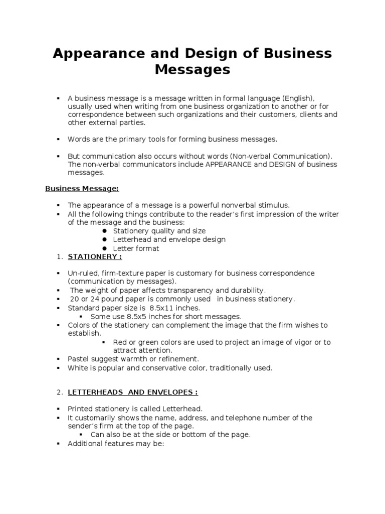 Business Message Appearance and Formats | PDF | Mail | Email