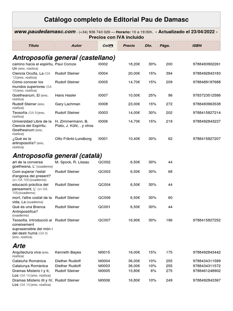 Catalogo de Editorial Pau de Damasc para Reventa Abril 2022 | PDF ...