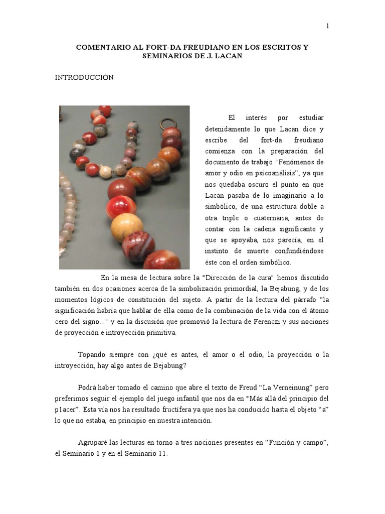 García, Sagrario - "Comentario Al Fort-Da" | PDF | Jacques Lacan | Sicología