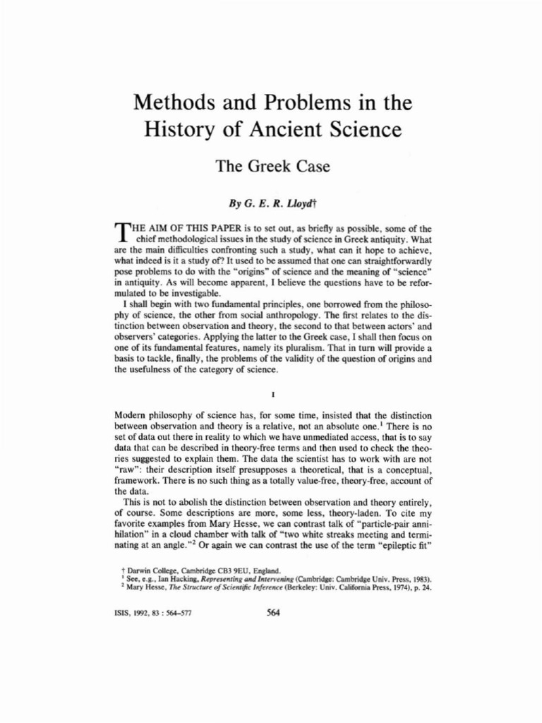 Methods and Problems in The History of Ancient Science | PDF | Science ...