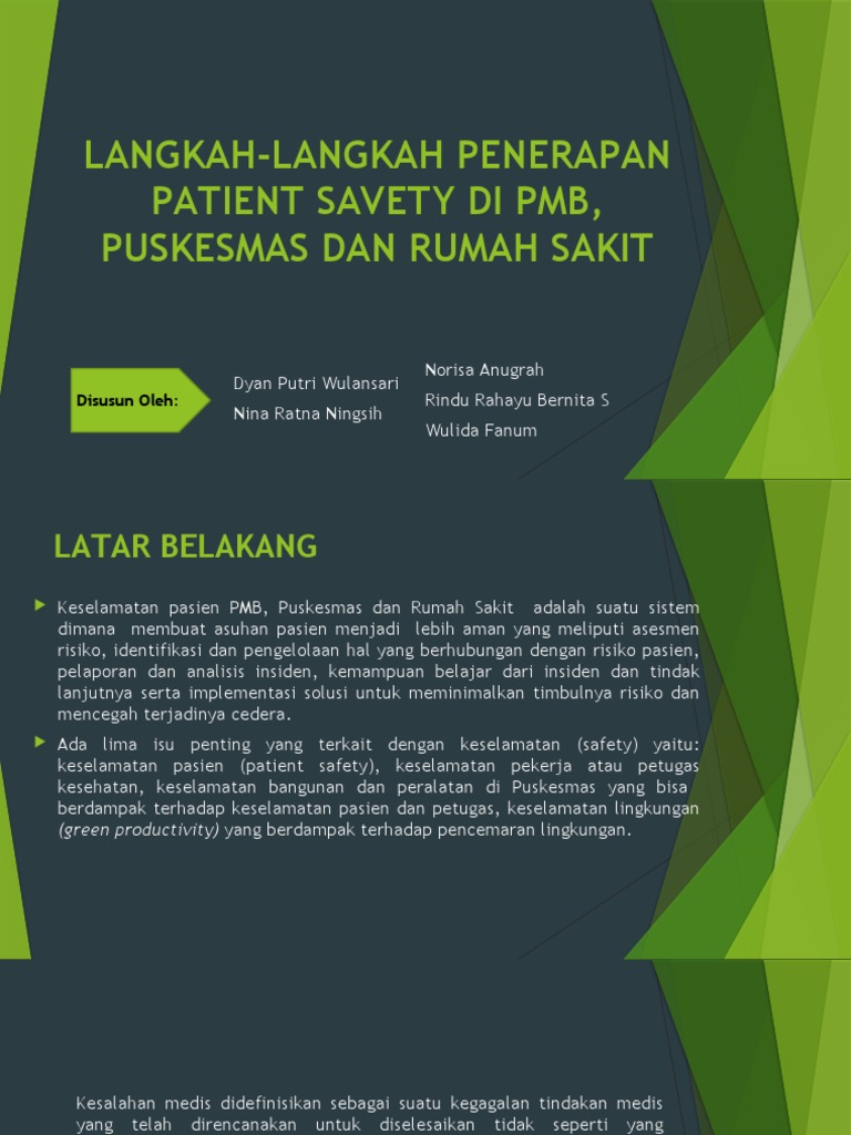 Langkah-Langkah Penerapan Patient Savety Di PMB, Puskesmas | PDF