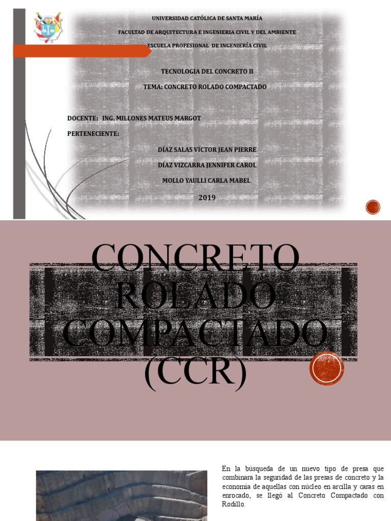 Concreto Compactado con Rodillo (CCR) | PDF | Hormigón | Cemento