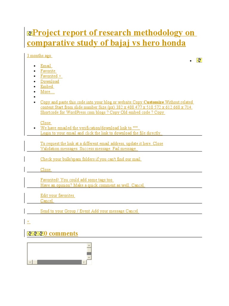 Project Report of Research Methodology On Comparative Study of Bajaj Vs ...