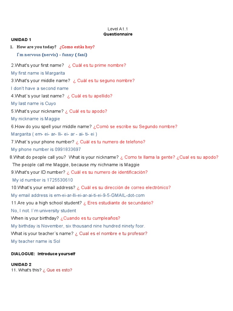 examen oral ingles | PDF