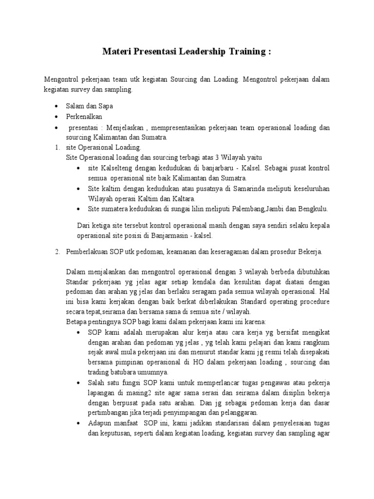 Materi Presentasi Leadership Training | PDF