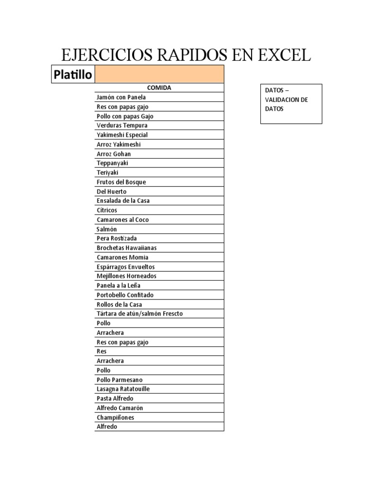 Ejercicios Rapidos en Excel | PDF
