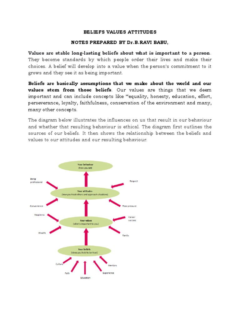 Beliefs Values Attitudes | PDF | Attitude (Psychology) | Behavior