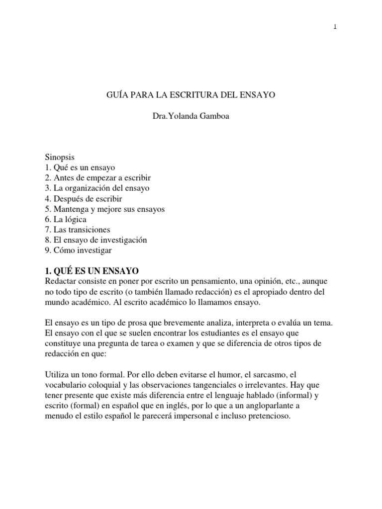 Guia para La Elaboración Del Ensayo 1 | PDF | Ensayos | Escritores