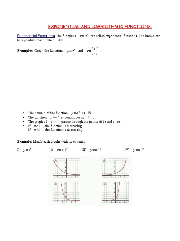 Exponential and Logarithmic Functions | PDF | Logarithm | Function (Mathematics)