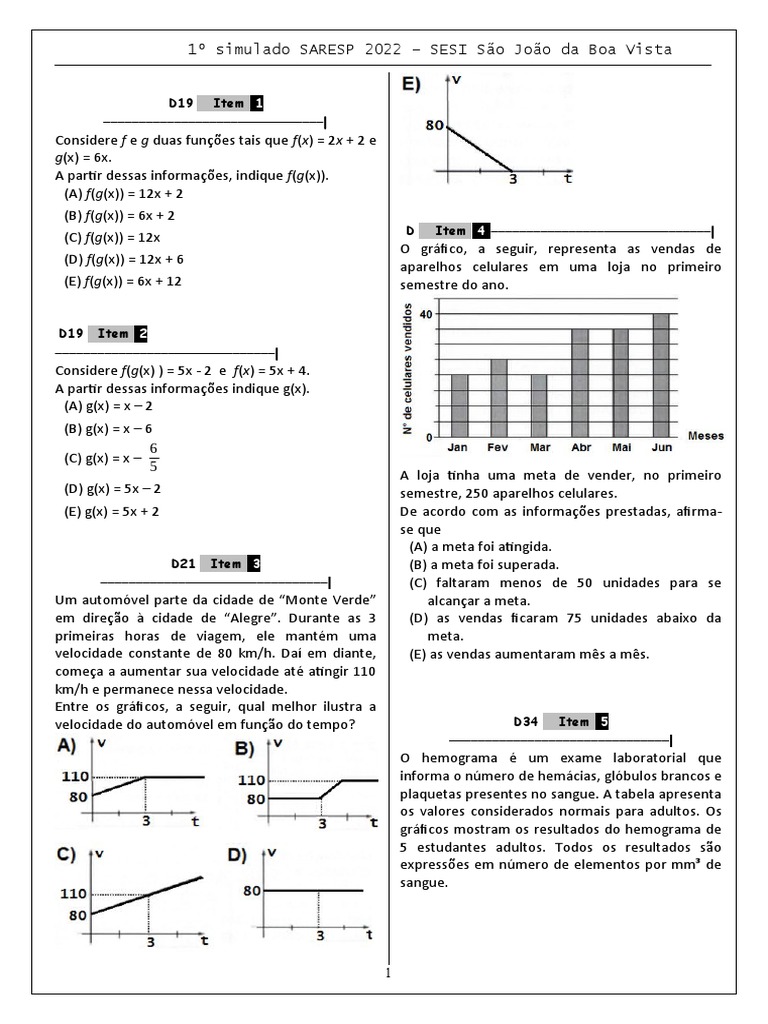 2° Simulado 2019 - (Mat. 3 Série - Ens. Med) | PDF