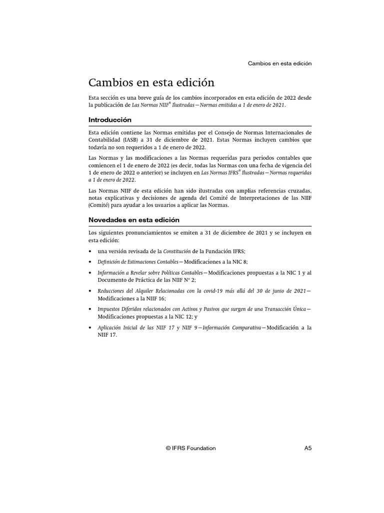 Cambios Edicion NIIF Ilustradas Emitidas 2022 Libro Rojo | PDF | normas ...