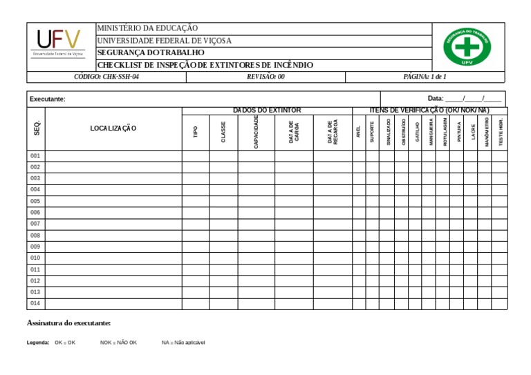 Checklist de Inspeção de Extintores de Incêndio: Verificação dos Itens ...