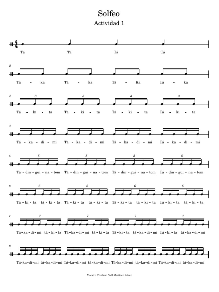 Clase 1 Solfeo Equivalente Maestro Cristhian Martínez | PDF