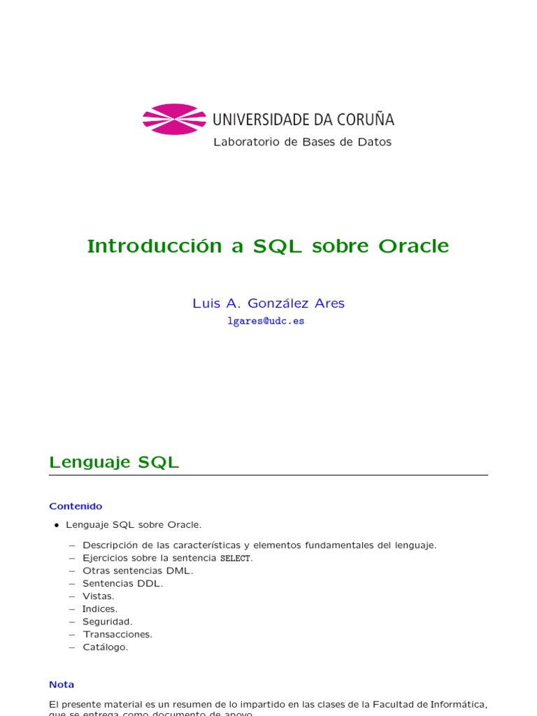 Introduccion SQL | PDF | SQL | Base de datos relacional Introduccion SQL | PDF | SQL | Base de datos relacional