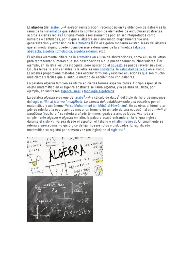 Introducción al álgebra y su historia | PDF