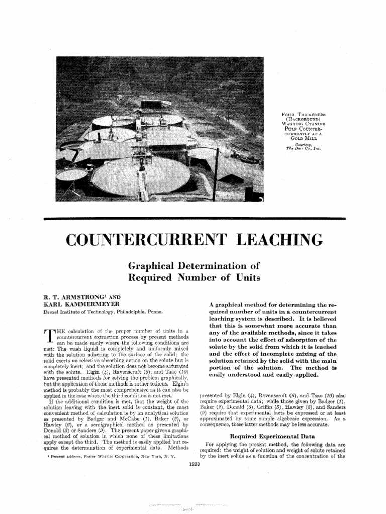 Counter Current Leaching | PDF | Solution | Equations