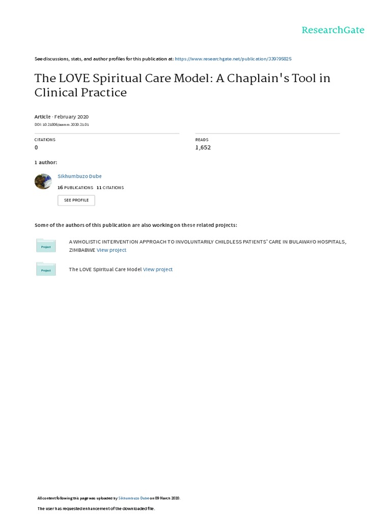The LOVE Spiritual Care Model for Chaplains | PDF | Caregiver | Chaplain
