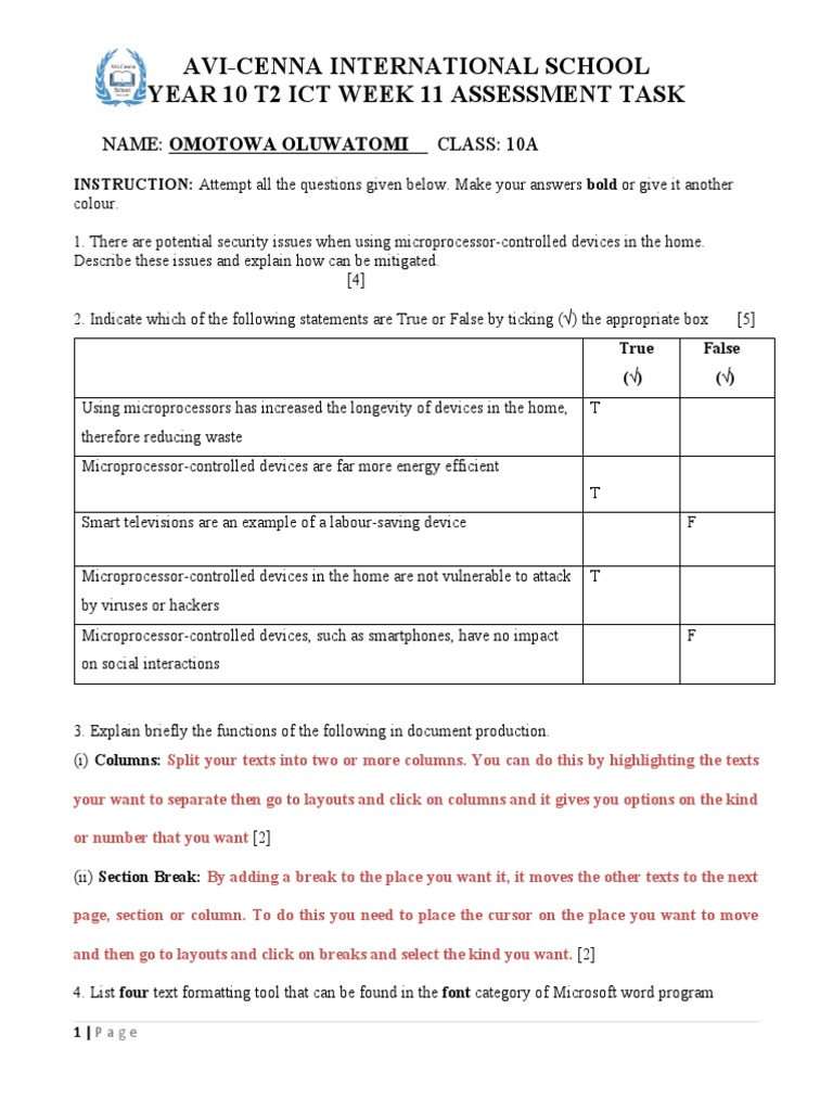 Ict Test 2 Pdf Educational Technology Security Alarm