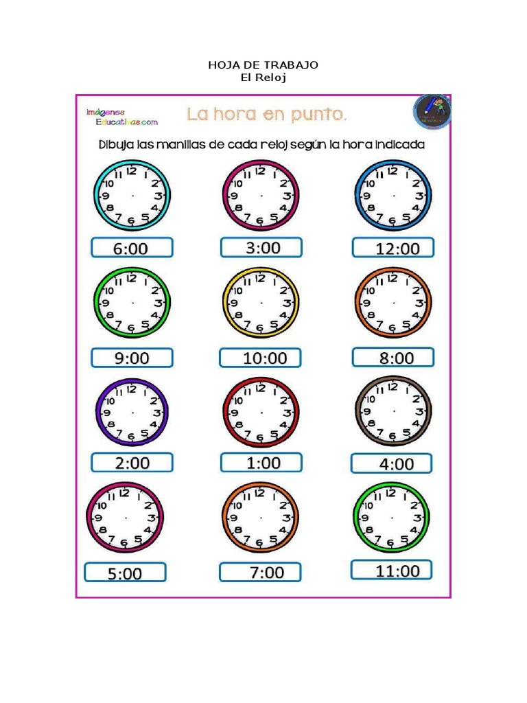 Hoja de Trabajo El Reloj | PDF