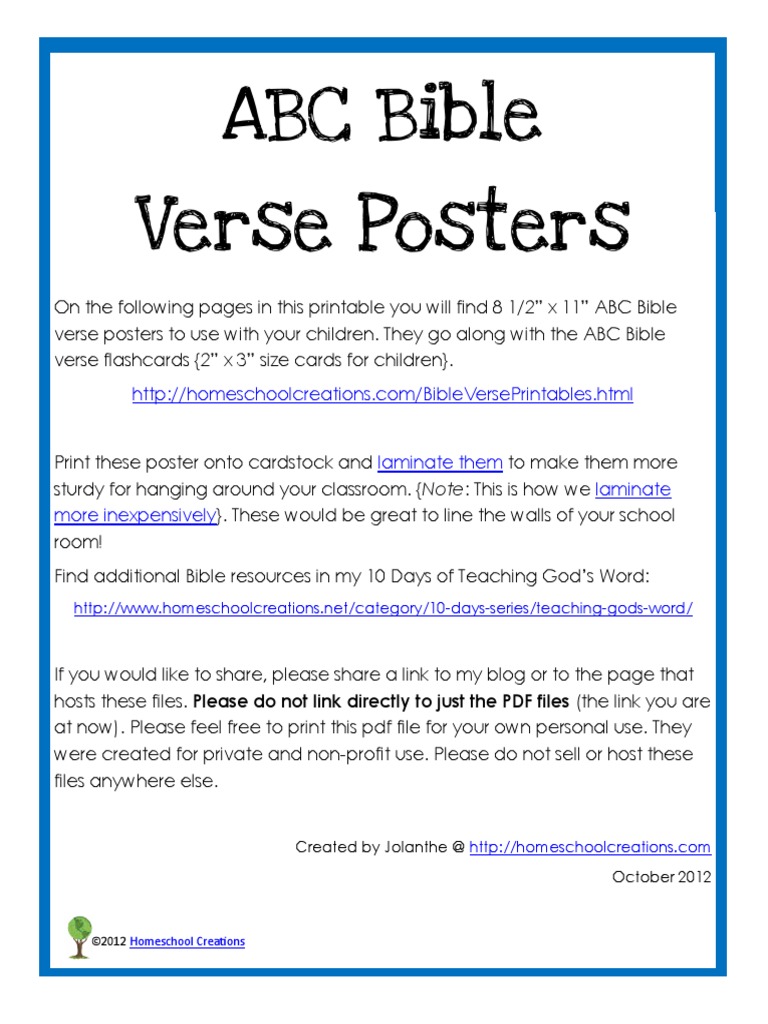 ABC Bible Verse Wall Cards | PDF | Salvation | Religious Belief And ...