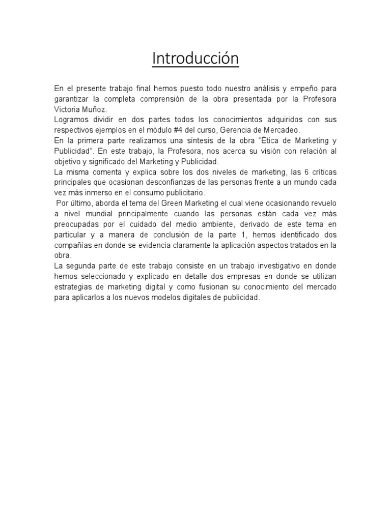 Introduccion y Conclusión - Modulo#4 | PDF | Marketing | Publicidad