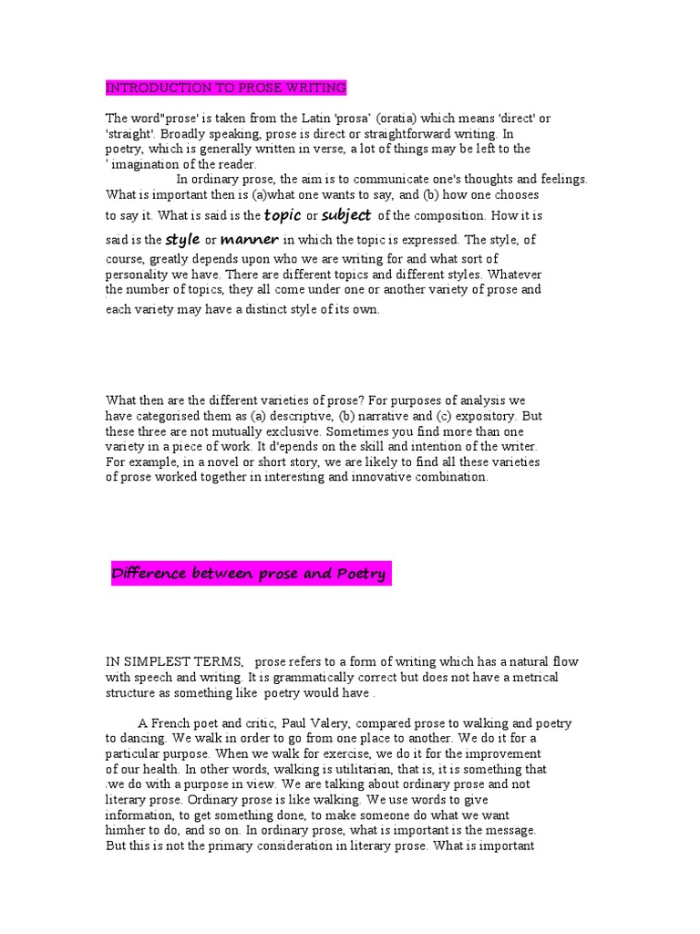 Introduction To Prose Writing | PDF | Novels | Narrative