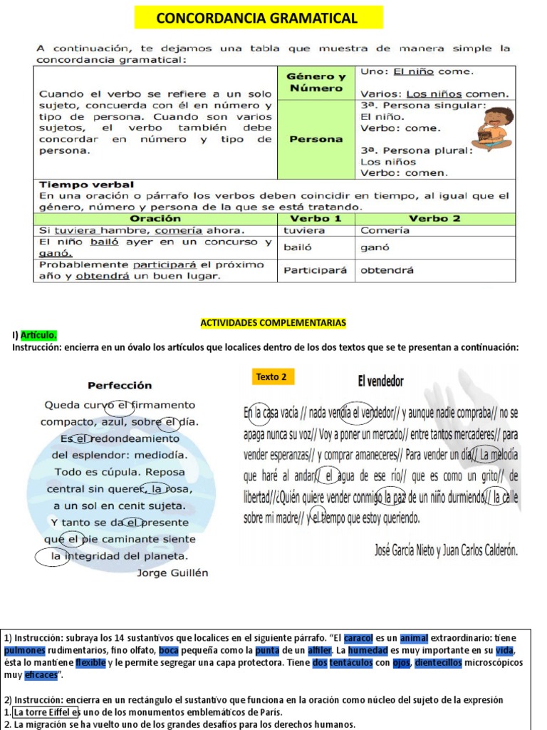 Clase 3ya3 b1 Concordancia Gramatical | PDF | Predicado (Gramática ...