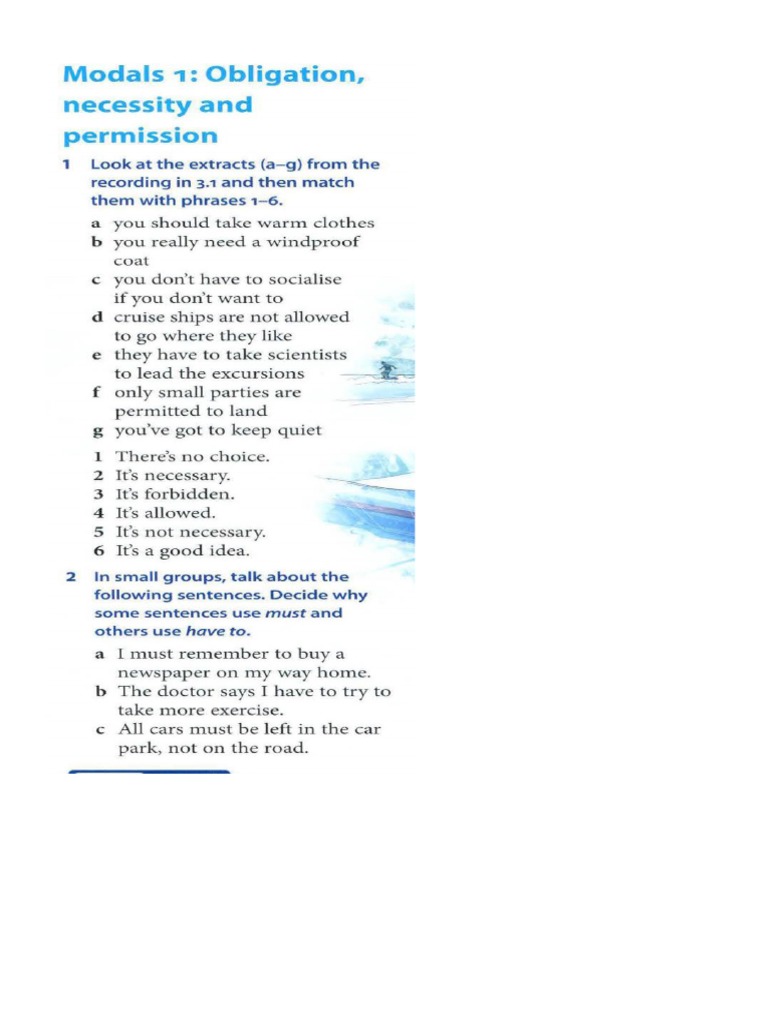 Modals of Obligation, Necessity and Permission | PDF