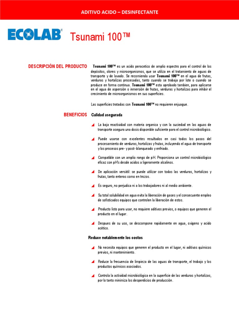 Tsunami 100 - Hoja de Seguridad | PDF | Agua | Vegetales
