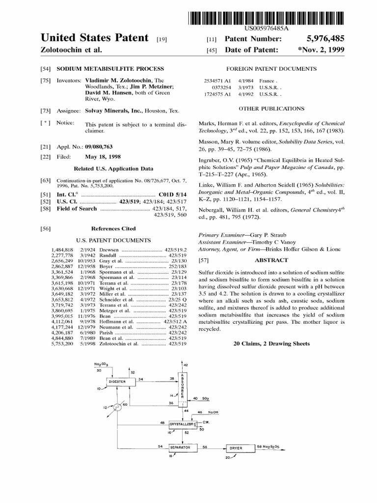 Sodium Metabisulfite Production Process | PDF | Sodium Hydroxide ...