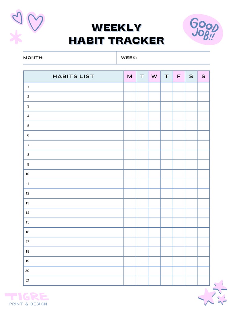 Weekly Habit Tracker Template | PDF