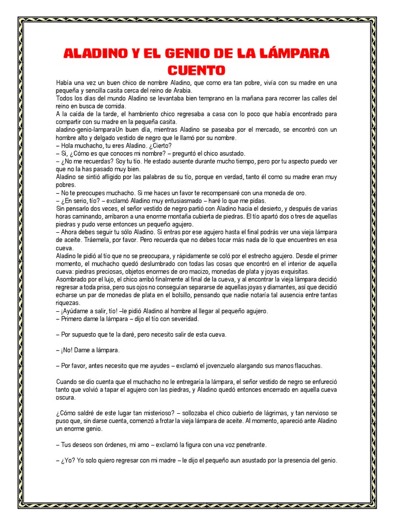 Aladino y El Genio de La Lámpara | PDF | Brujería | Genios