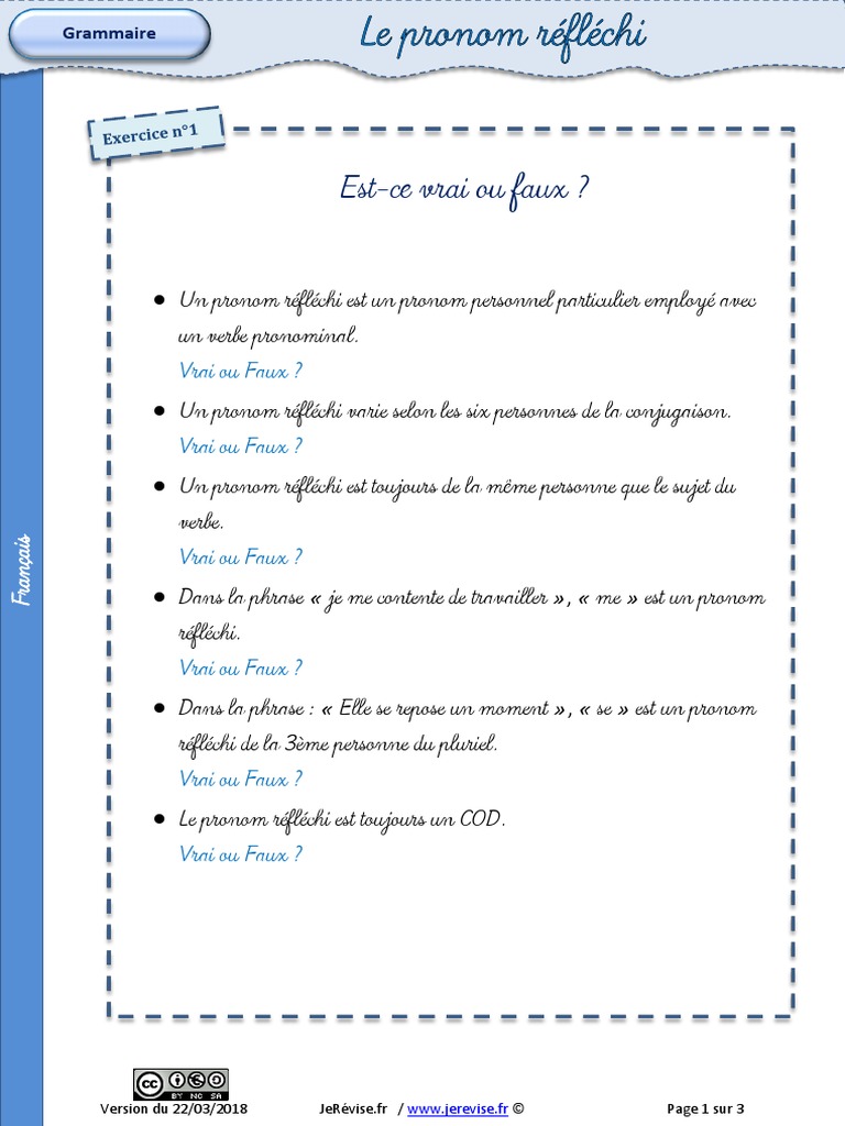 Les Pronoms Exercices Et Révision | PDF | Genre grammatical ...