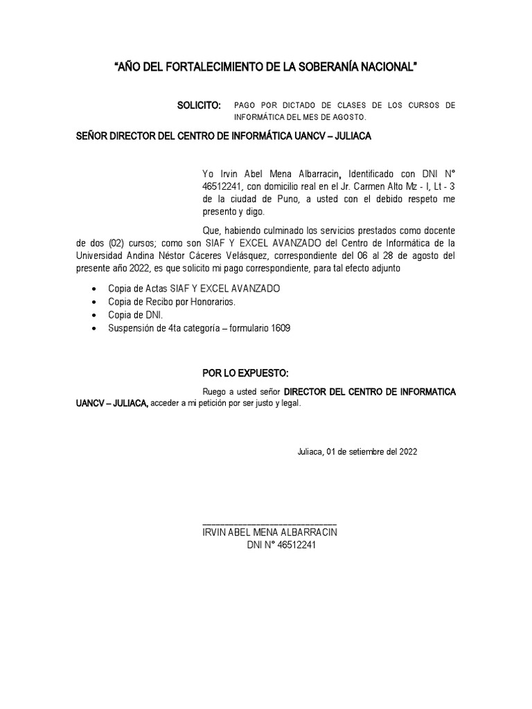 Solicitud de Pago | PDF