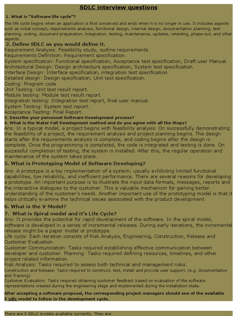 SDLC Questions | PDF | Systems Theory | Computer Science