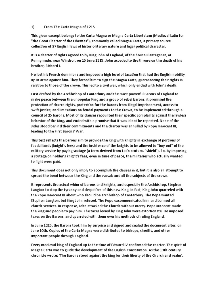 Carta Magna | PDF | Magna Carta | Middle Ages