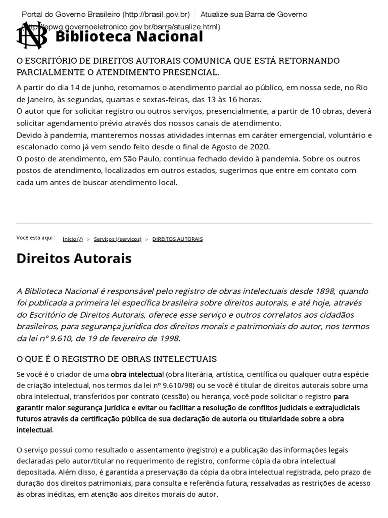 Direitos Autorais - Biblioteca Nacional | PDF | Direitos Autorais