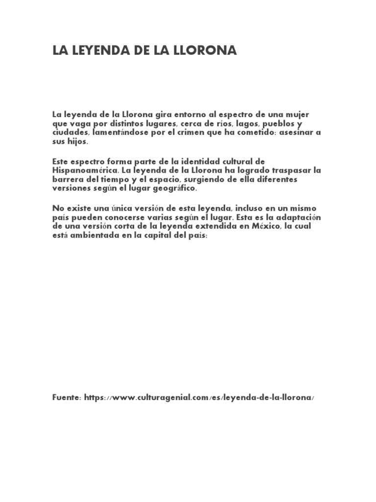 La Leyenda de La Llorona | PDF