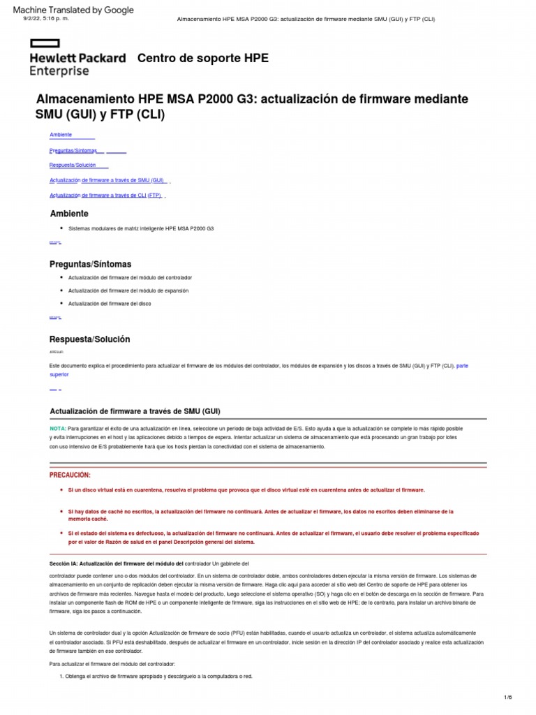 HPE MSA P2000 G3 Storage - Firmware Upgrade Using SMU (GUI) and FTP ...