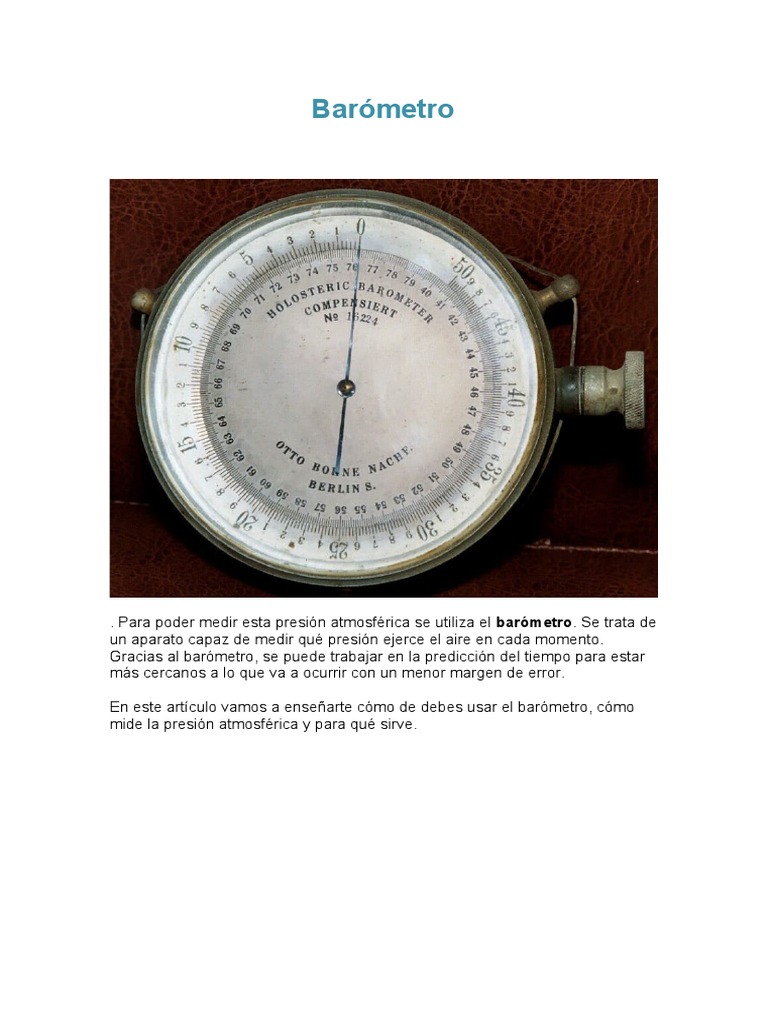 Barómetro | PDF | Medida de presión | Presión atmosférica