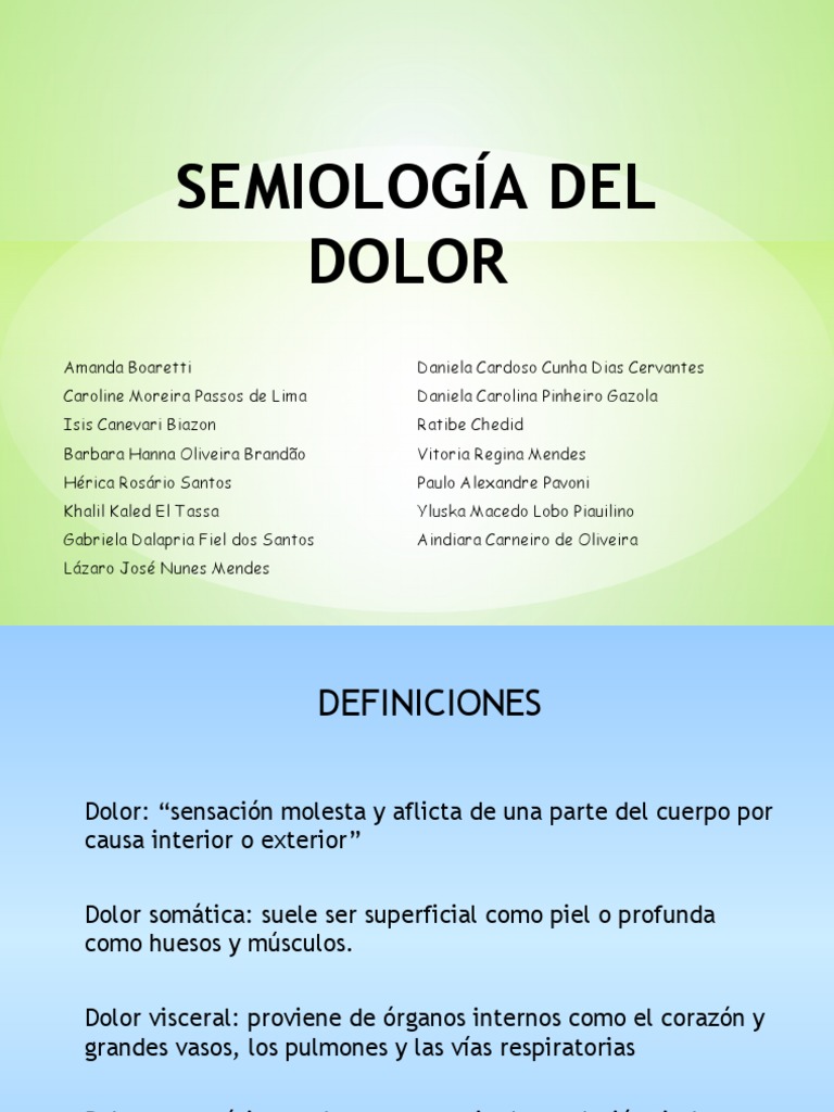 Semiologia Del Dolor | PDF | Dolor | Diagnostico medico
