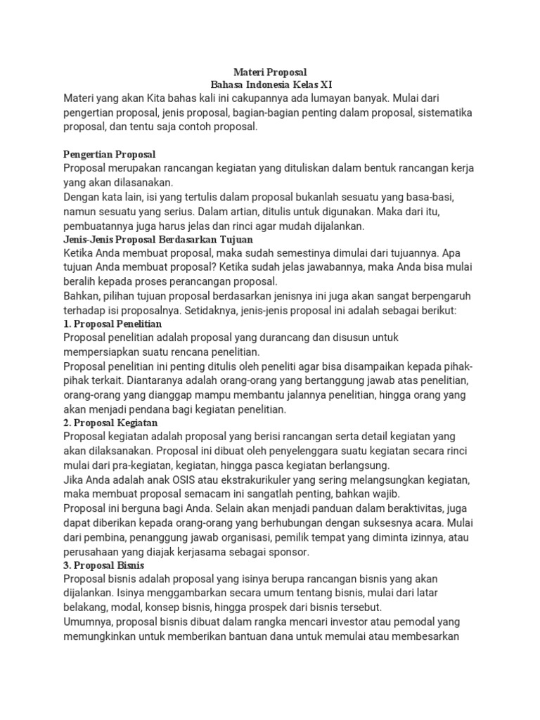 Panduan Lengkap Membuat Proposal Kelas XI | PDF