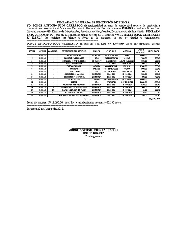 Multiservicios Generales 3J Eirl | PDF