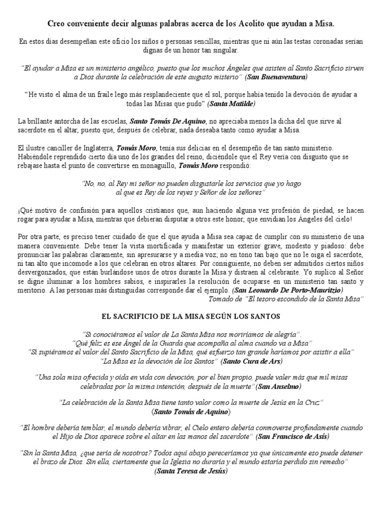 15 Consejos de Oro para Acolitos | Descargar gratis PDF | Misa ...