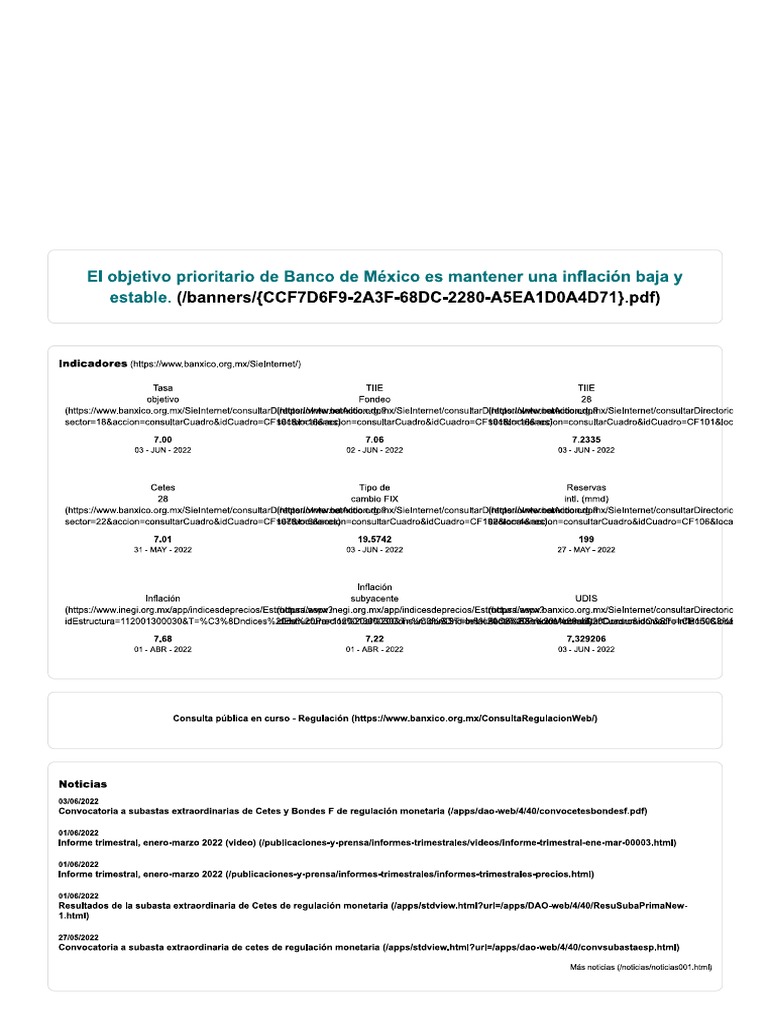 Banco de Mexico Tiie | PDF